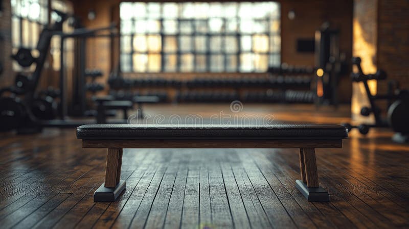 Empty Weight Bench Stands Ready for Strength Training in a Rustic Gym ...