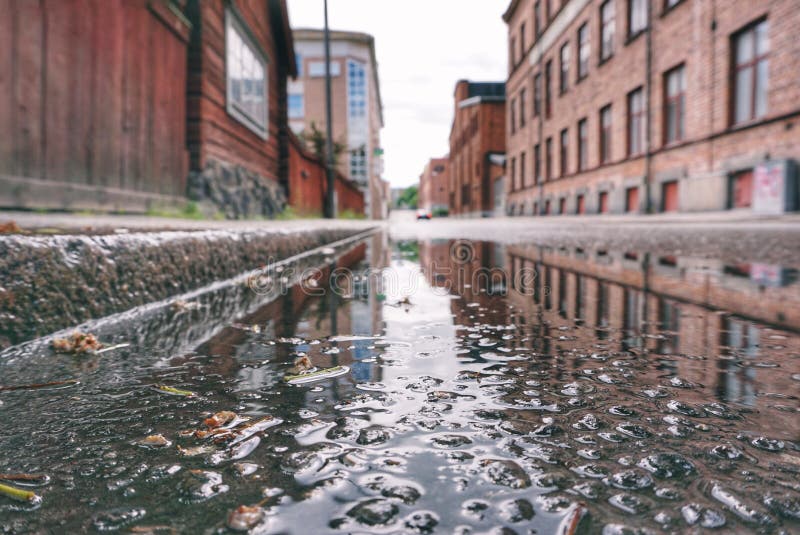 Empty Wet Road in City during Rain Stock Photo - Image of rain, track ...