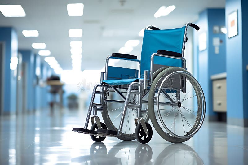 Empty Wheelchair in Hospital Corridor. 3d Rendering Stock Illustration ...