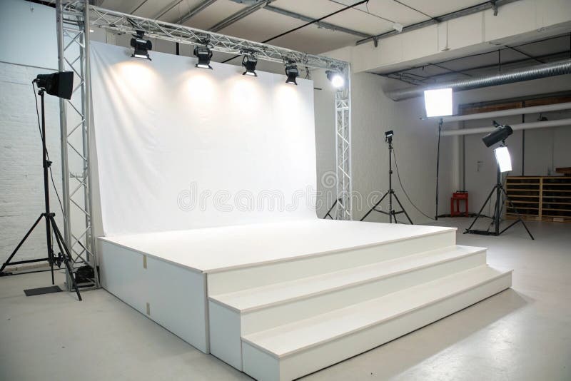 Empty White Abstract Table for Product Placement Stock Illustration ...