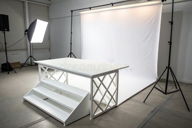 Empty White Abstract Table for Product Placement Stock Illustration ...