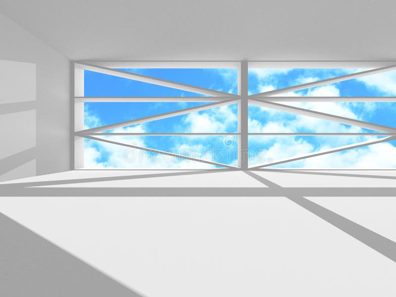 Empty White Architecture with Sky View Stock Illustration ...