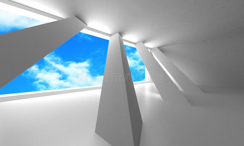 Empty White Architecture with Sky View Stock Illustration ...