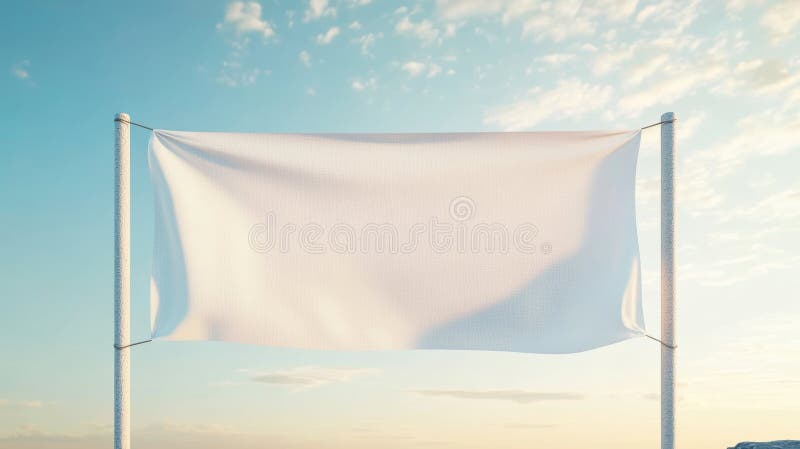 Empty White Banner Hanging between Two Poles Stock Illustration ...