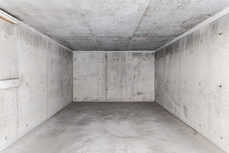 Empty White Basement Concrete Room Stock Image - Image of inside, light ...