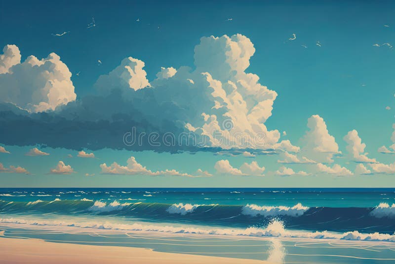 Empty White Beach with a Bright Blue Sky. Idyllic Tropical Seascape ...