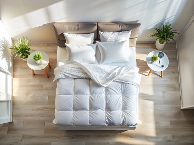 Empty White Bed Mockup a Pristine Aerial Perspective for Bedding Design ...