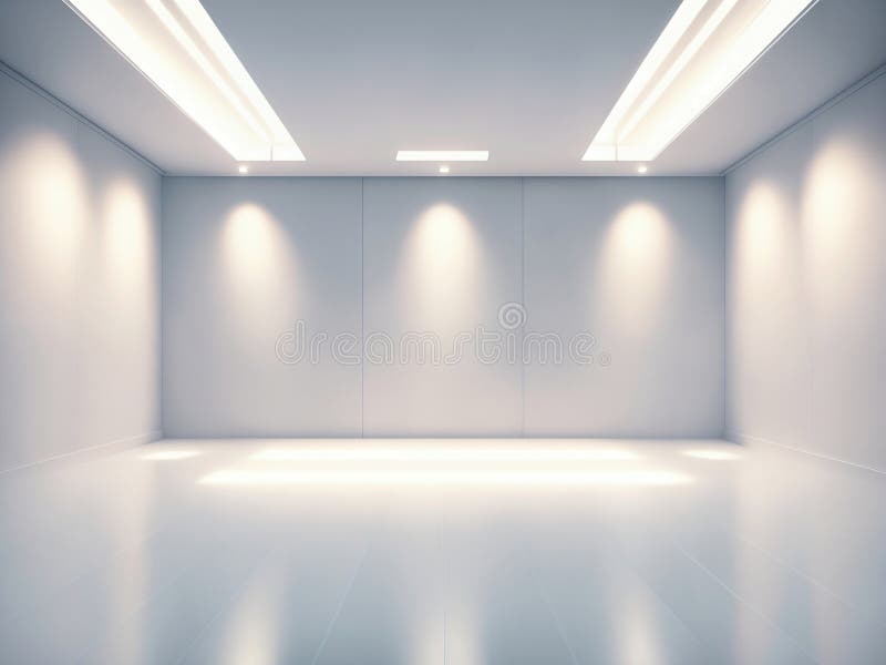 Empty White Big Open Industrial Hall 3d Render Illustration Stock ...