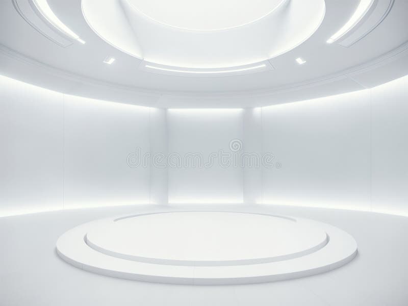 Empty White Big Open Industrial Hall 3d Render Illustration Stock ...