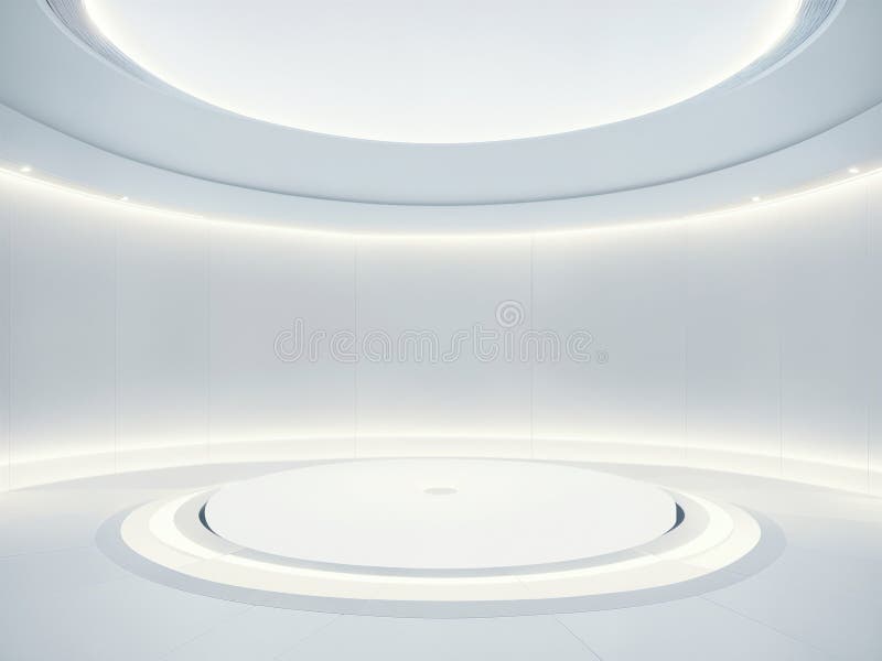 Empty White Big Open Industrial Hall 3d Render Illustration Stock ...