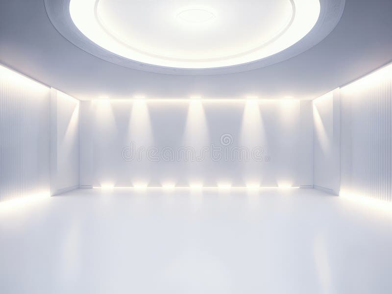 Empty White Big Open Industrial Hall 3d Render Illustration Stock ...