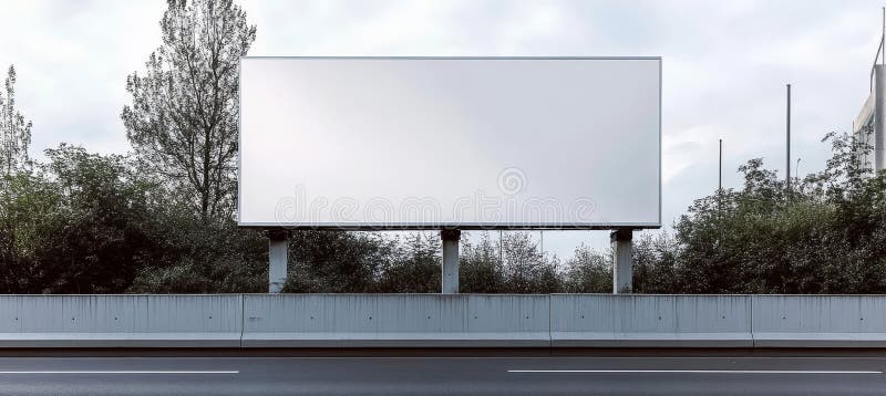 Empty White Billboard on Highway, Advertising Space Mockup, Urban ...