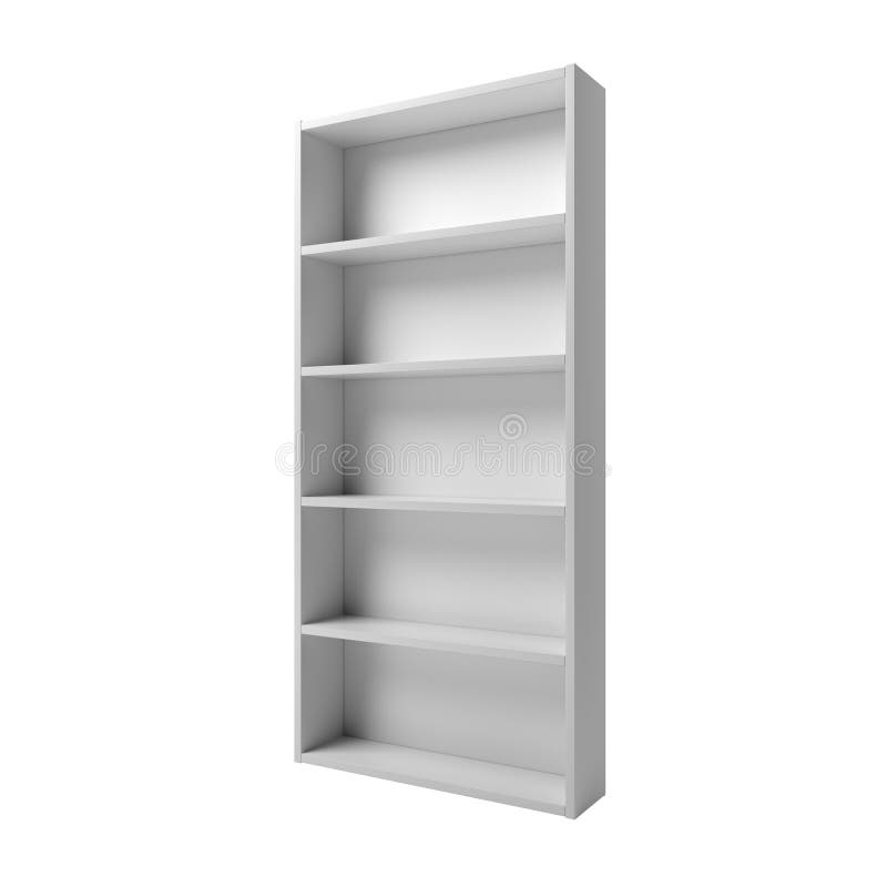 Empty White Bookshelf Isolated on White Background. Stock Illustration ...