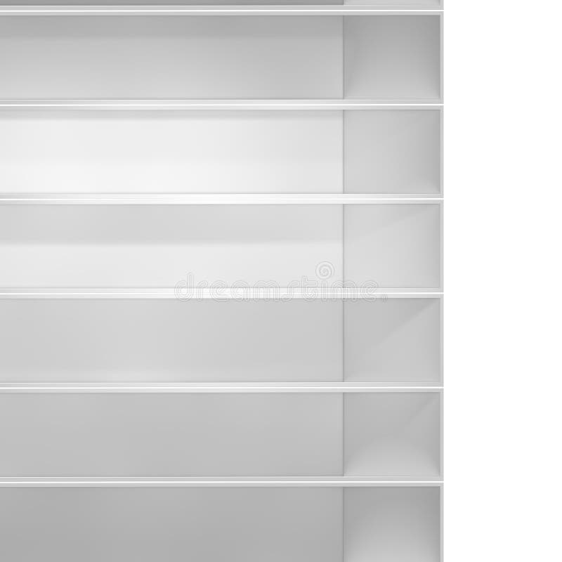 Empty Bookshelf on White Background Stock Image - Image of home, shelf ...