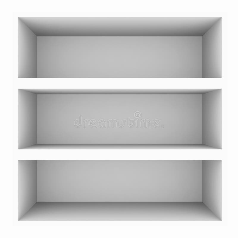 Empty White Bookshelf Isolated On White. Stock Illustration ...