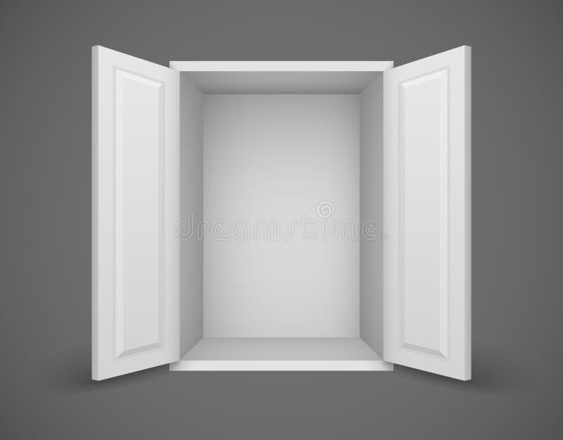 Empty White Box with Open Doors and Nothing Inside Stock Illustration ...