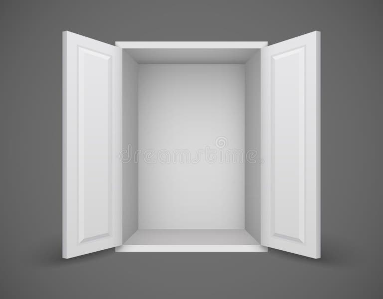 Empty White Box with Open Doors and Nothing Inside Stock Illustration ...