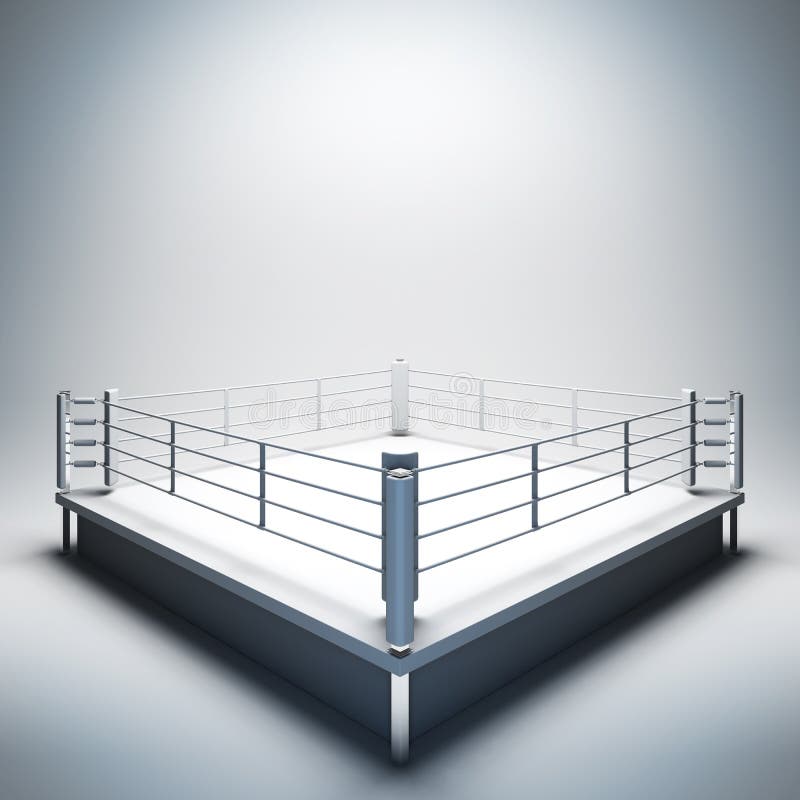 Empty white boxing ring. stock illustration. Illustration of light ...