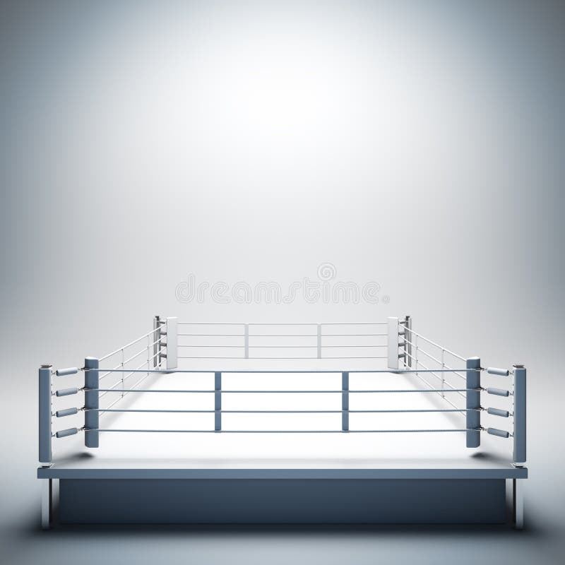 Empty white boxing ring. stock illustration. Illustration of render ...
