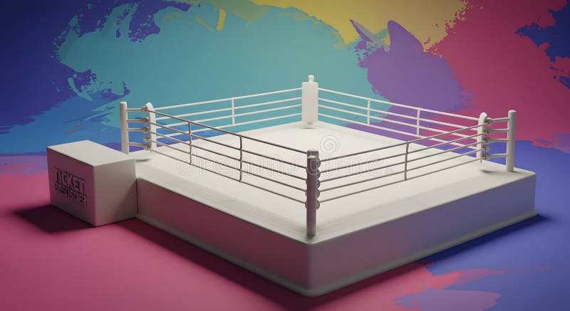 Empty White Boxing Ring 3D Render Stock Illustration - Illustration of ...