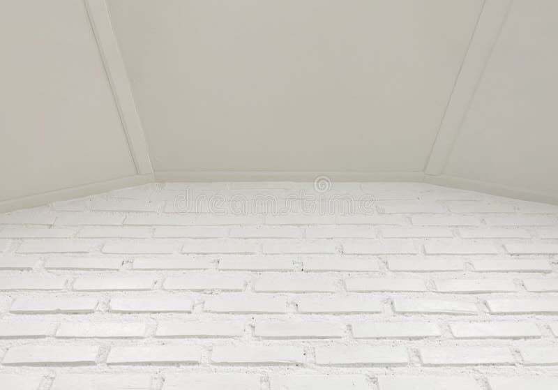 Empty White Brick Wall and Ceiling Wall Background. Stock Image - Image ...