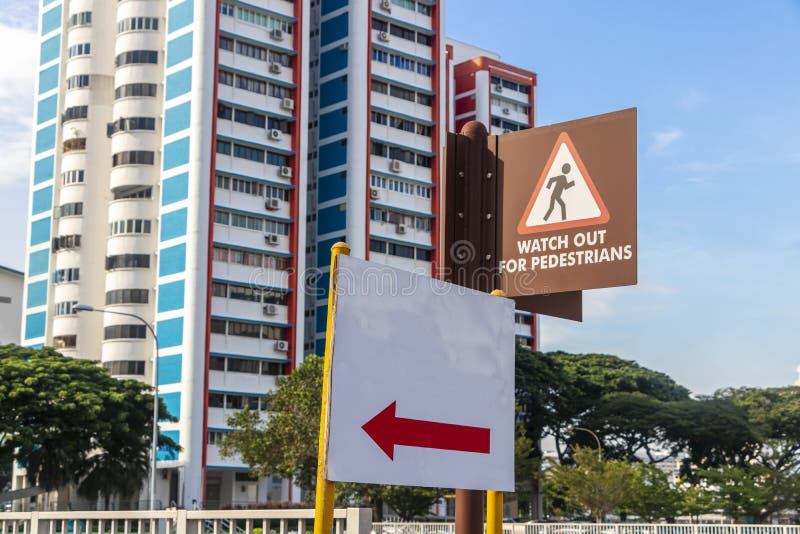 Empty White and Brown Street Signs and Information Signs, Singapore ...