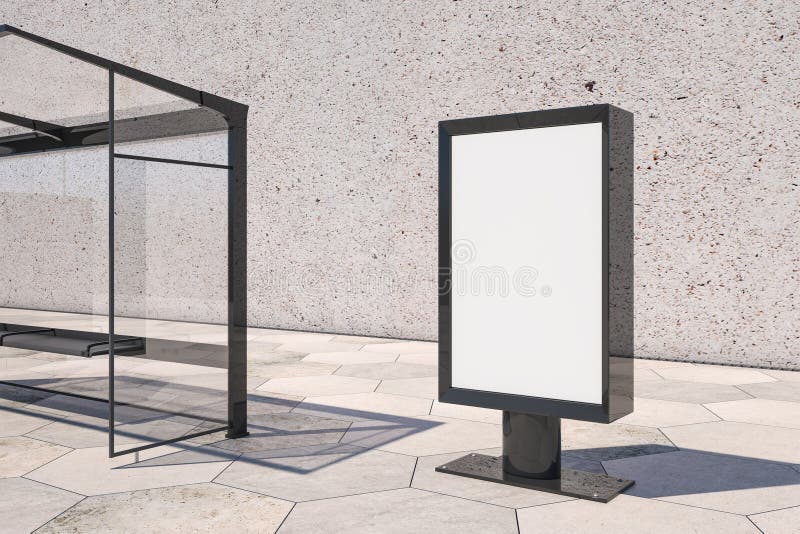 Empty white bus poster stock illustration. Illustration of city - 153784141