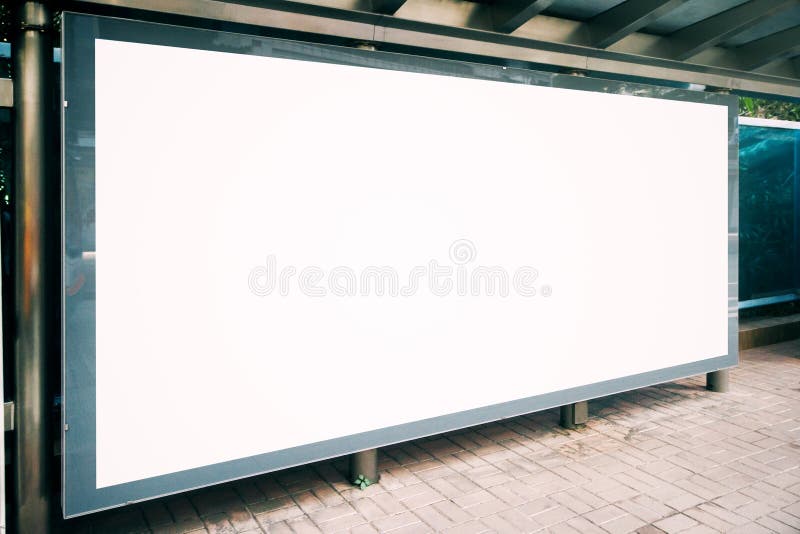 Empty White Bus Stop Billboard Stock Photo - Image of outdoor, placard ...
