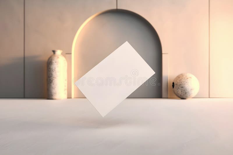 An Empty White Business Card Mockup is Floating in the Midair with a ...