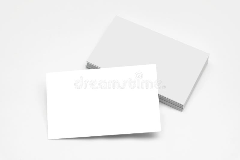 Empty White Business Card Stack on Light Desktop. Info, Address and ...
