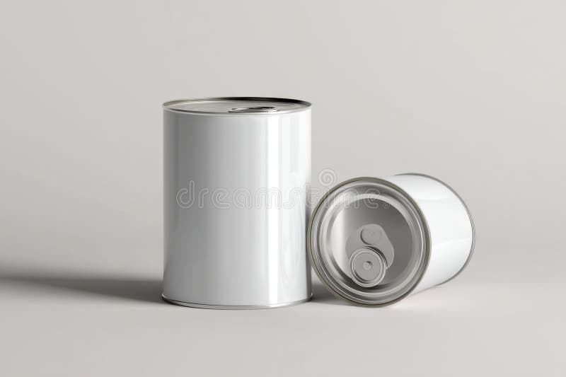 Empty White Cans with Lids on a Neutral Background Showcasing Simple ...