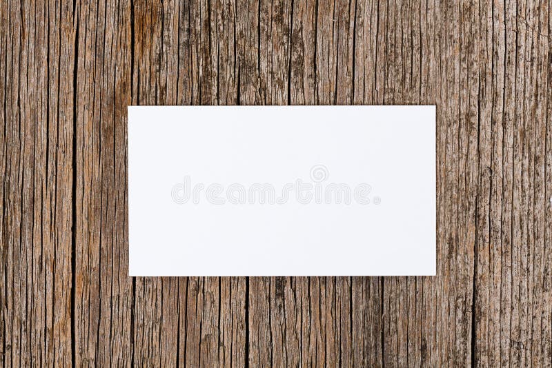 Empty White Card Over Wooden Background Stock Photo - Image of business ...