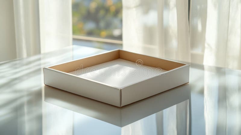 Empty White Cardboard Box on Table with Natural Light Stock ...