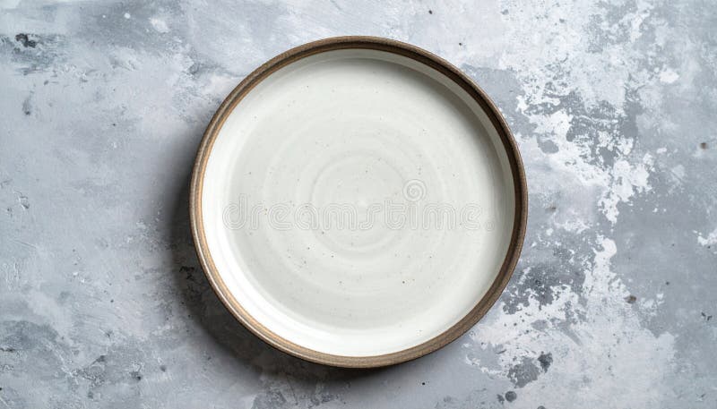 Empty White Ceramic Plate on Mottled Gray Background for Food ...