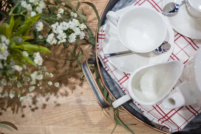 Empty White Ceramic Tea Set Stock Image - Image of garden, empty: 75672529