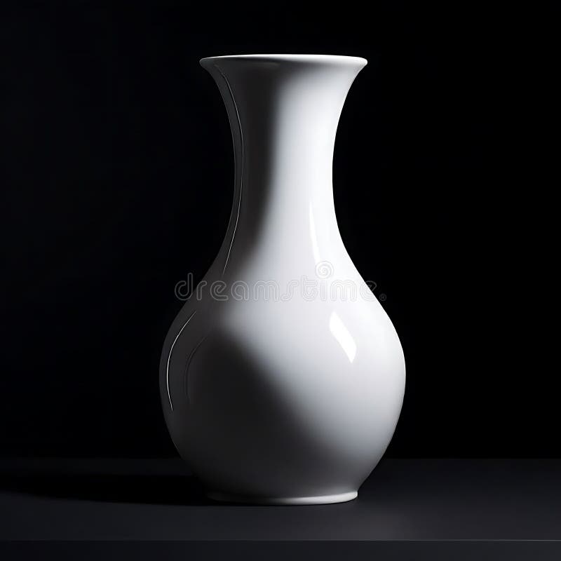 Empty White Ceramic Vase on Black Background. Light Dark Contrast Stock ...