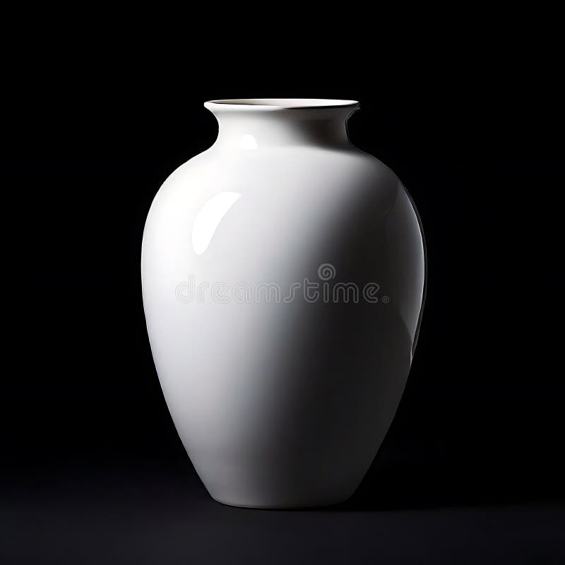 Empty White Ceramic Vase on Black Background. Light Dark Contrast Stock ...