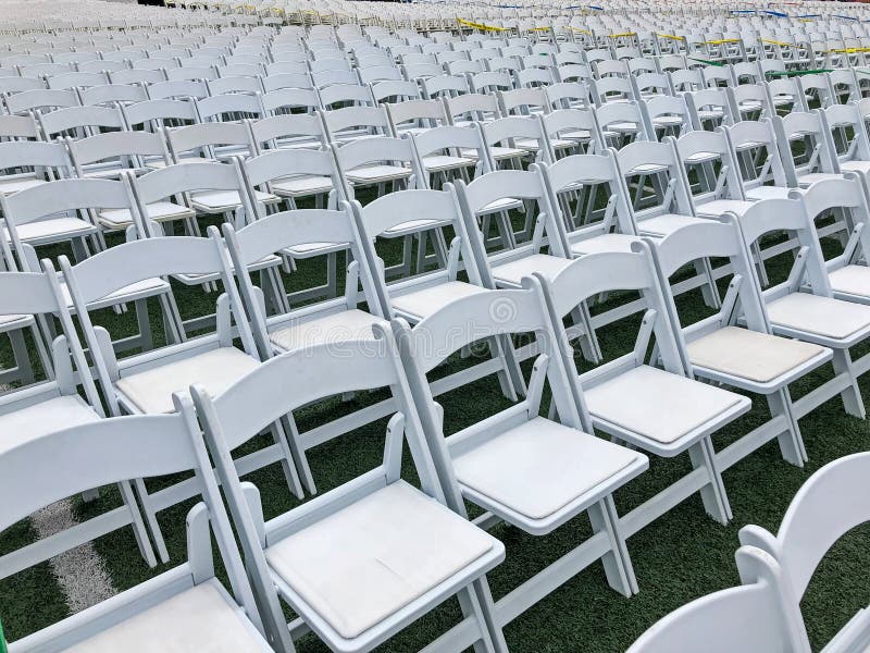 Empty White Chairs for Graduation Stock Image - Image of hundreds ...