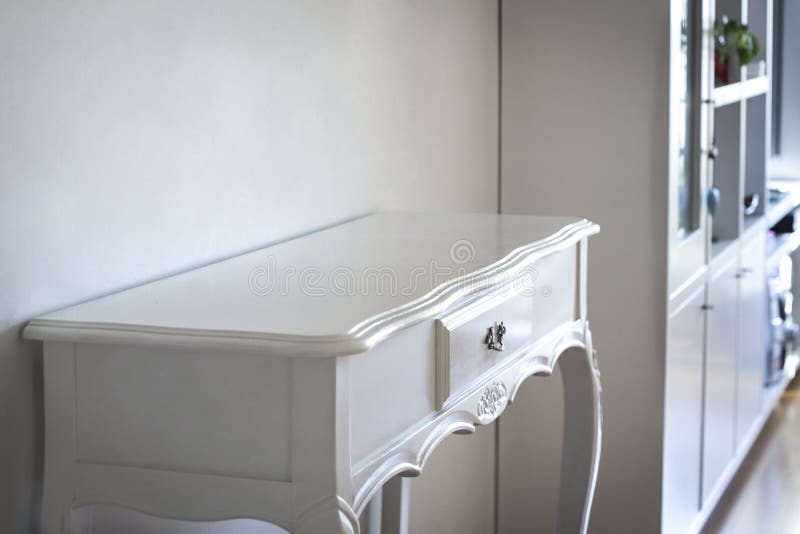 Empty White Classic Console in a Modern Room Stock Image - Image of ...