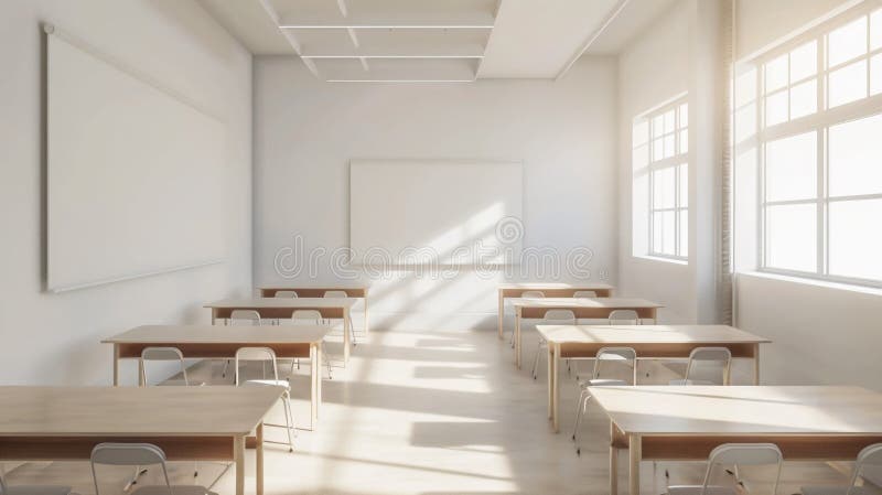 Empty White Classroom for the Beginning of the School Stock Photo ...