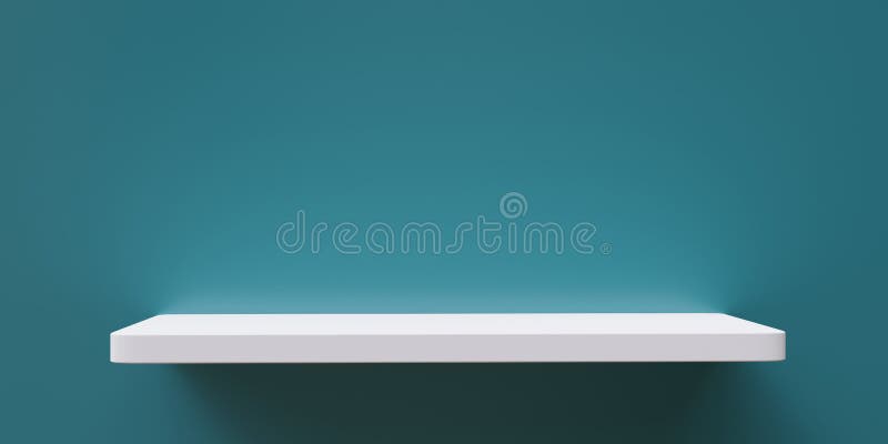 Empty White Color Shelf on Blue Wall Background. Room Interior, Ad ...