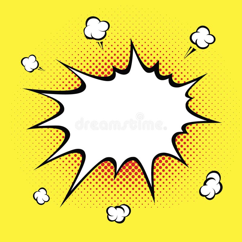 Empty White Comic Boom Effect on Yellow Background. Explosion Speech ...