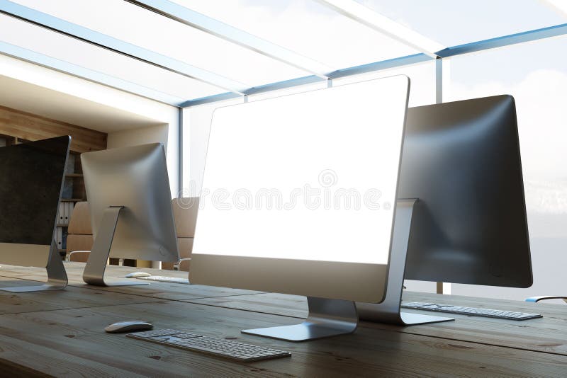 Empty White Computer Closeup Stock Illustration - Illustration of ...