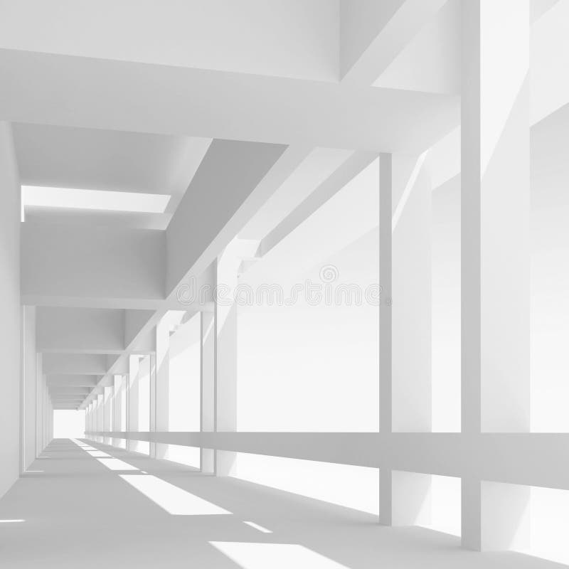 3d Corridor Perspective with Diagonal Columns Stock Illustration ...