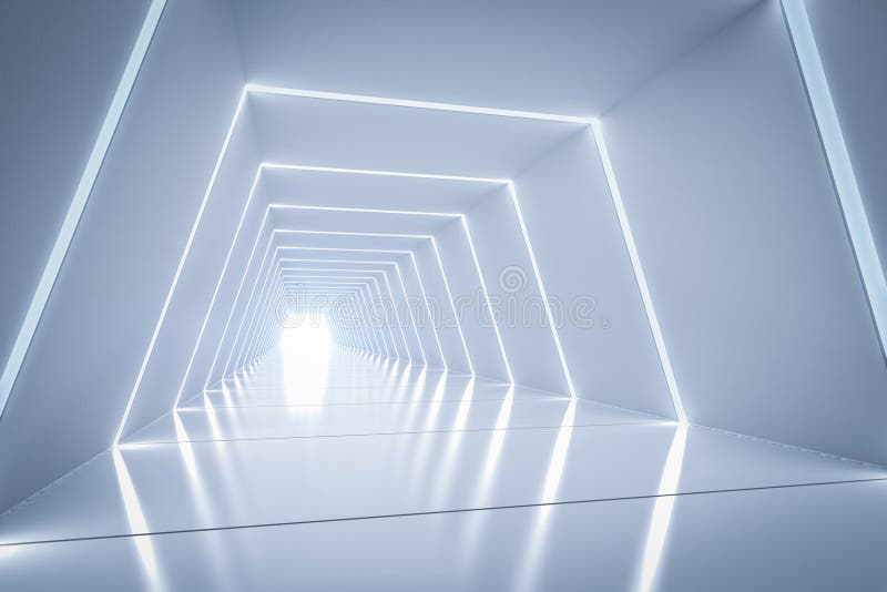 Empty White Corridor or Walkway Hall Space Interior Stock Illustration ...