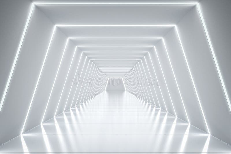 Empty White Corridor or Walkway Hall Space Interior Stock Illustration ...