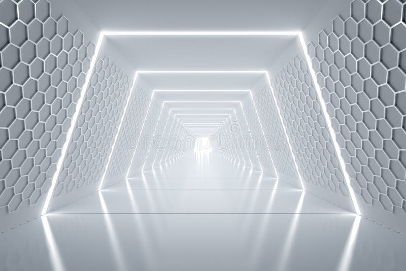 Empty White Corridor or Walkway Hall Space Interior Stock Illustration ...