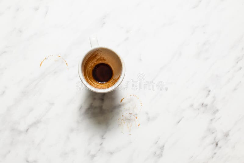 Empty White Cup after Espresso Coffee Stock Photo - Image of dirty ...