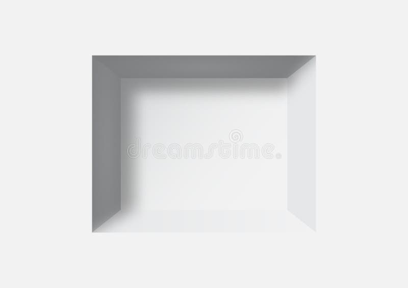 Empty White Deep Frame on White Wall Mock Up for Your Design, Vector ...