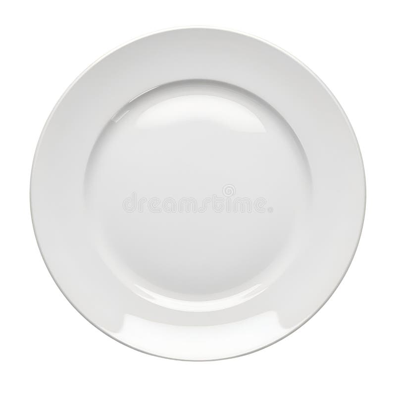 A Simple Top Down View of a Round White Ceramic Plate Isolated on a ...